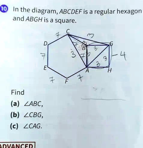In the diagram, ABCDEF is a regular hexagon and ABGH is a square. Find (a) âˆ LABC, (b) âˆ LCBG ...