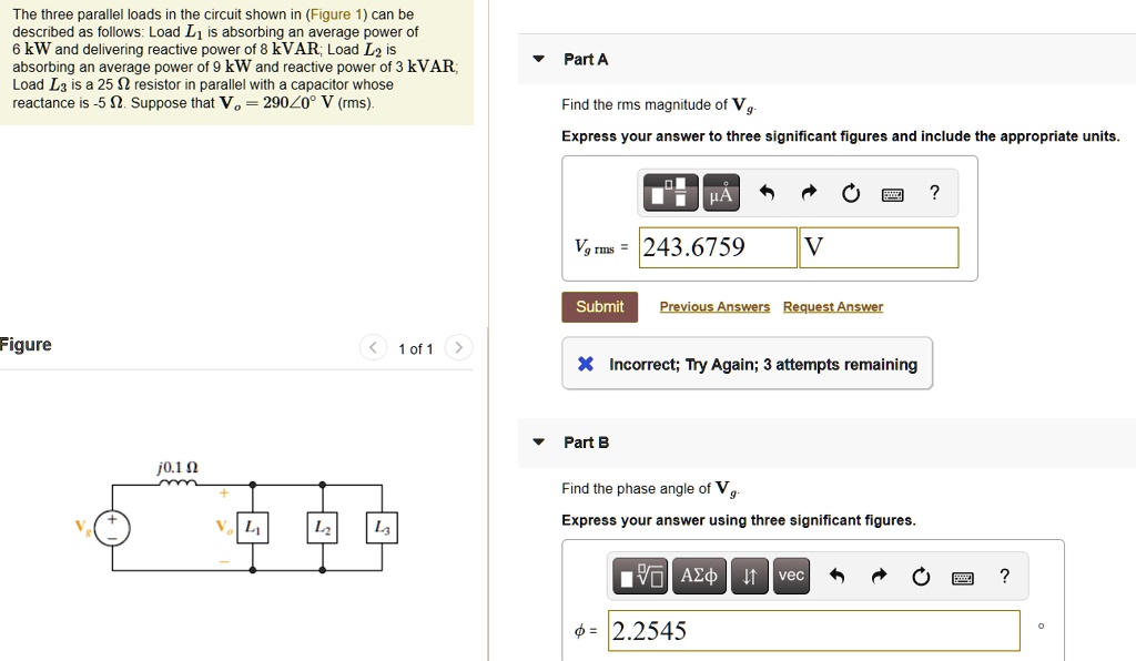 SOLVED: The three parallel loads in the circuit shown in Figure 1 can ...