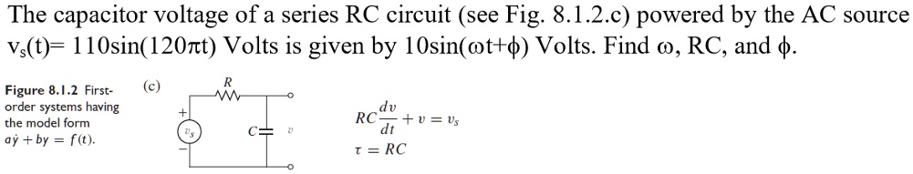 SOLVED: The capacitor voltage of a series RC circuit (see Fig. 8.1.2.c) powered by the AC source ...