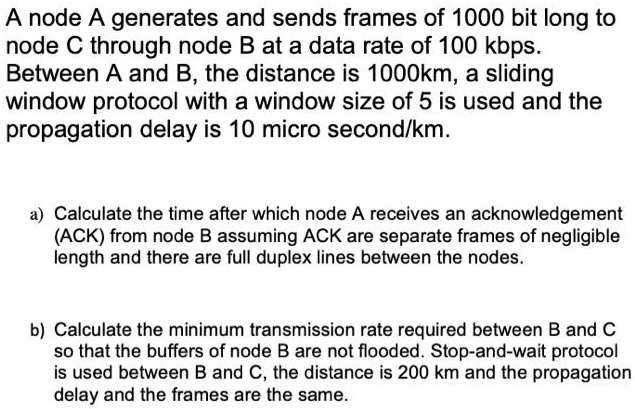 SOLVED: A node A generates and sends frames of 1000-bit length to node ...