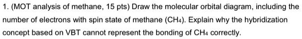SOLVED:(MOT analysis of methane, 15 pts) Draw the molecular orbital ...