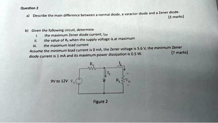 b) Given the following circuit, determine the maximum Zener diode ...