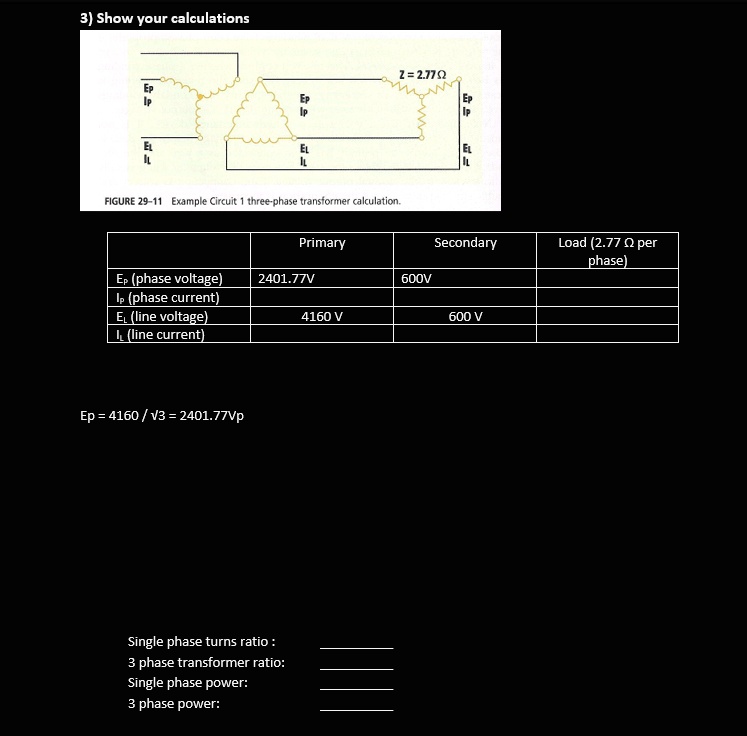 SOLVED: 3) Show your calculations 1 =2710 FIGURE 29-11 Example Circuit ...