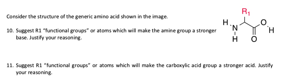 SOLVED: '4 Consider the structure of the generic amino acid shown in ...