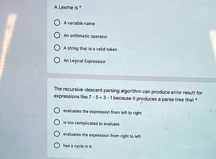 A Lexme is A variable name An arithmetic operator A string that is a valid token An Lexical ...