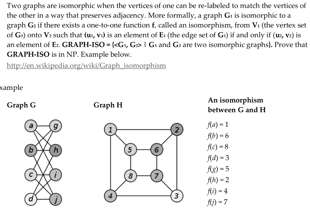 SOLVED: Two graphs are isomorphic when the vertices of one can be relabeled to match the ...