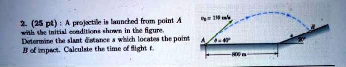 2. (25 pt): A projectile is launched from point A with the initial ...