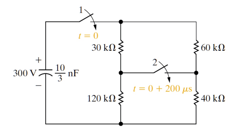 SOLVED: The capacitor in the circuit below has been charged to 300 V ...