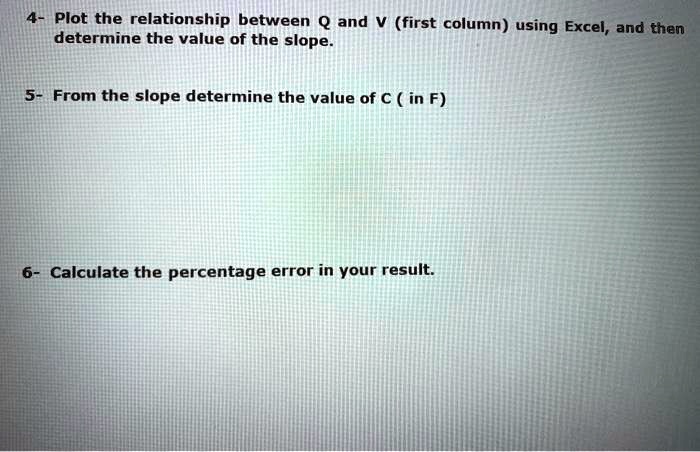 SOLVED: Plot the relationship between Q and V (first column) using Excel, and then determine the ...