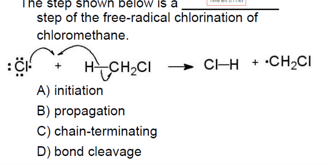 Ine step shown below is a step of the free-radical chlorination of ...