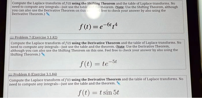 Compute the Laplace transform of f(t) using the Shifting Theorem and ...
