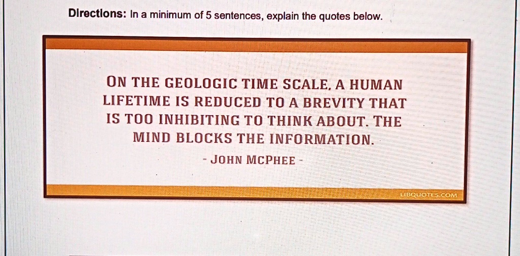 SOLVED: Directions: In a minimum of 5 sentences, explain the quotes ...