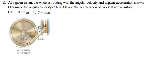 2. At a given instant the wheel is rotating with the angular velocity ...