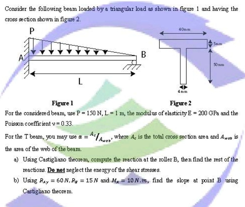 SOLVED: Consider the following beam loaded by a triangular load as ...