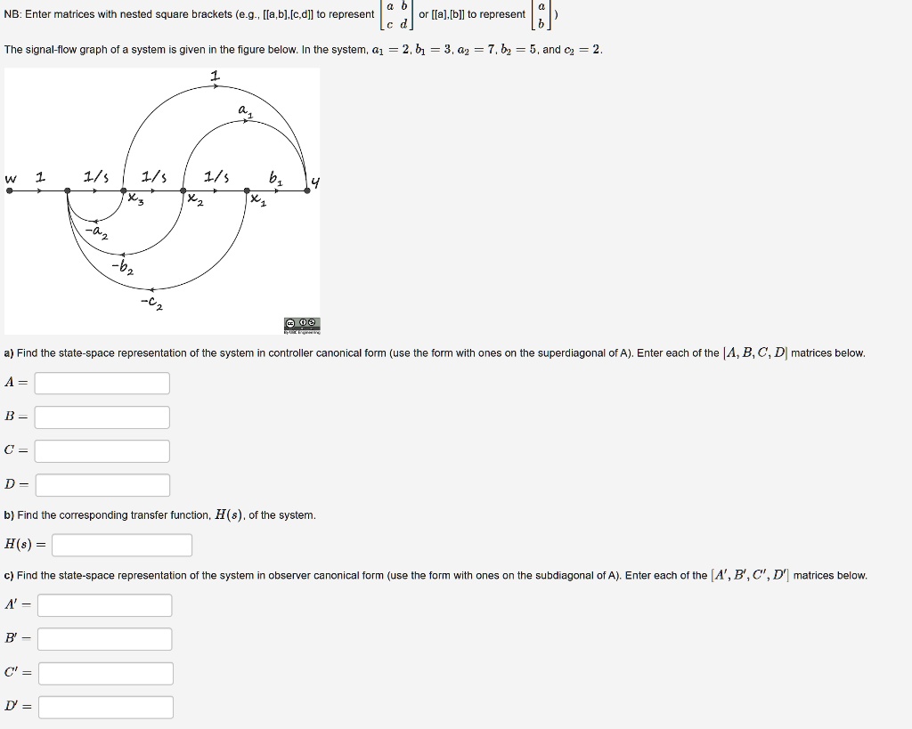 SOLVED: a) Find the state-space representation of the system in ...