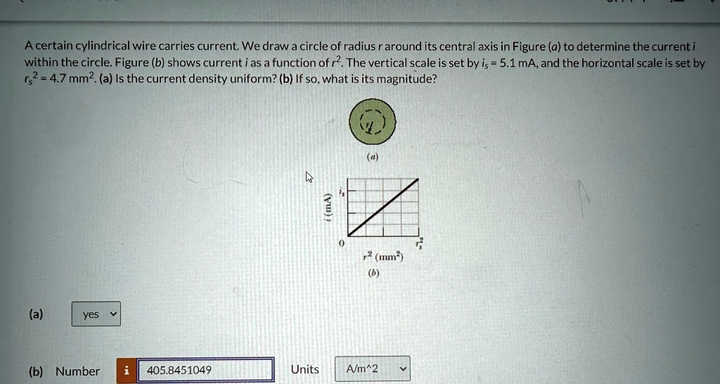 SOLVED: A certain cylindrical wire carries current.We draw a circle of radius r around its ...