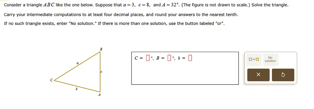 consider a triangle abc like the one below suppose that a 3 c 8 and a ...