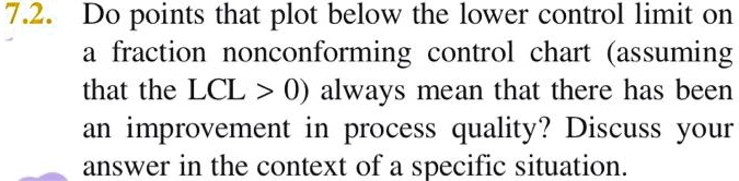 72 do points that plot below the lower control limit on fraction ...