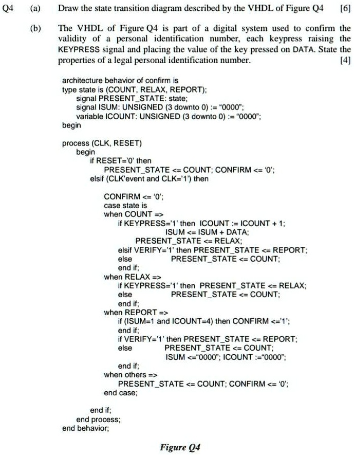 SOLVED: Draw the state transition diagram described by the VHDL of ...