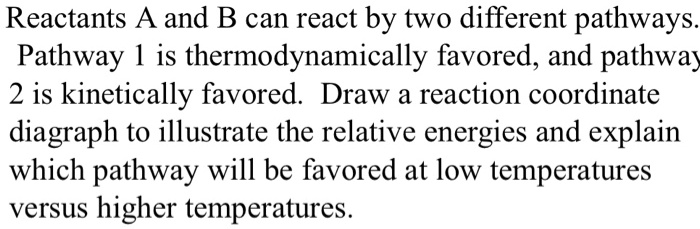 SOLVED:Reactants A and B can react by two different pathways Pathway is thermodynamically ...