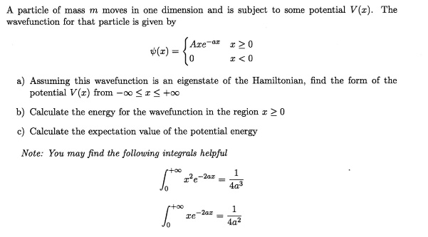 SOLVED: All parts please. A particle of mass m moves in one dimension and is subject to some ...