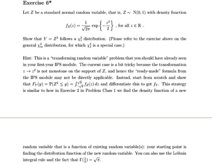 SOLVED: Texts: Exercise 6* Let Z be a standard normal random variable, that is, Z N(0,1) with ...