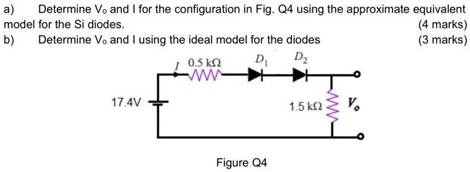 SOLVED: a) Determine Vo and I for the configuration in Fig. Q4 using the approximate equivalent ...