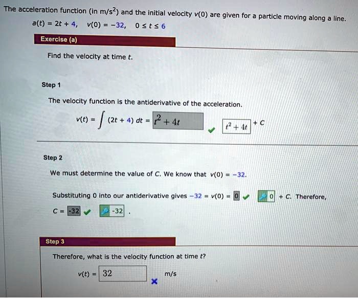 SOLVED: The acceleration function (in m/sÂ²) and the initial velocity V(0) are given for a ...