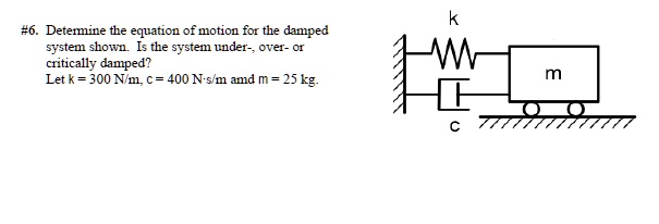 SOLVED: k W #6. Determine the equation of motion for the damped system ...