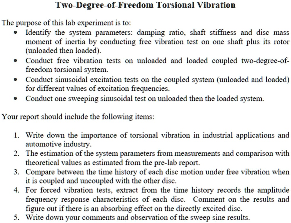 Two-Degree-of-Freedom Torsional Vibration The purpose of this lab ...