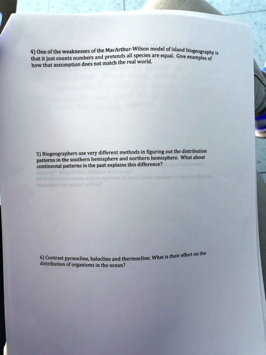 SOLVED: 4) One ofthe weaknesses of the MacArthurWilson model of island ...