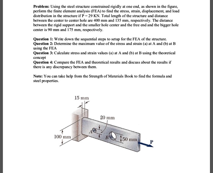 SOLVED: Problem: Using the steel structure constrained rigidly at one end, as shown in the ...