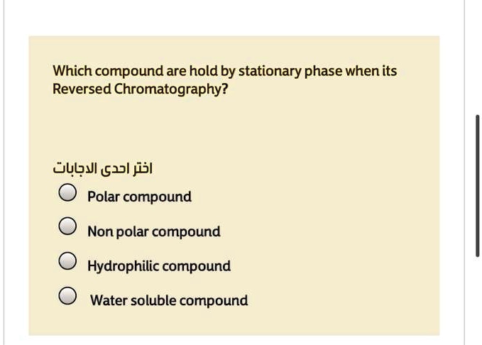 SOLVED: Which compound is held by the stationary phase when it's ...