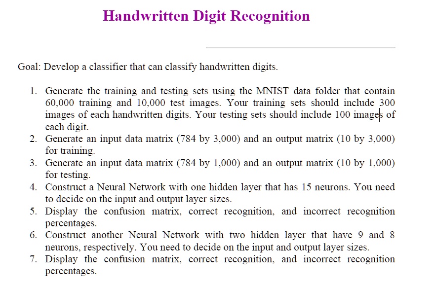 handwritten digit recognition goal develop a classifier that can ...