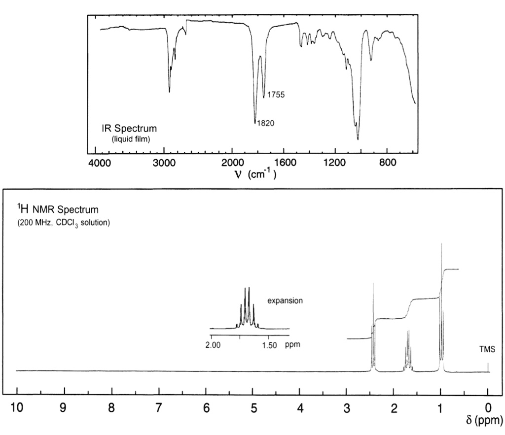 pictured below are the ir and 1h nmr spectra of a molecule with the ...