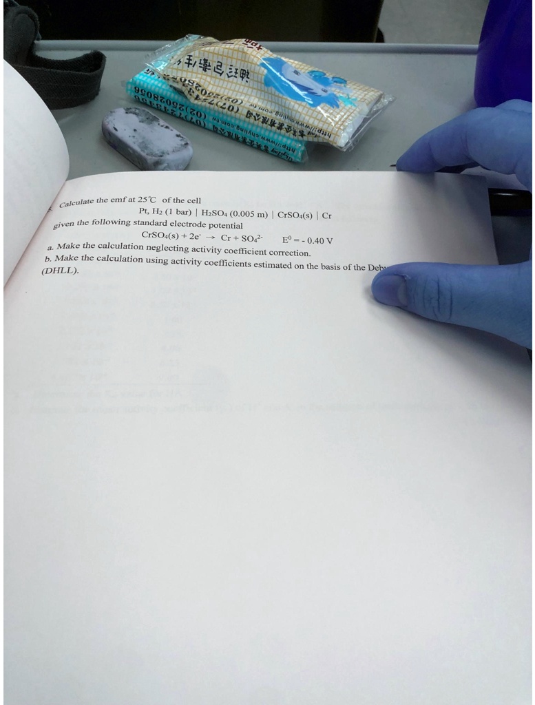 calculate the emf at 25c of the cell pt h2 1 bar h2so4 0005 m crso4 s ...