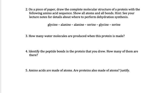 SOLVED:2. On a piece of paper; draw the complete molecular structure ...