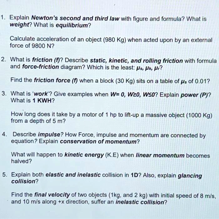 SOLVED: Explain Newton's second and third laws with figures and ...