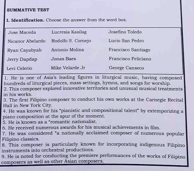 summative test music summative test identification choose the answer ...