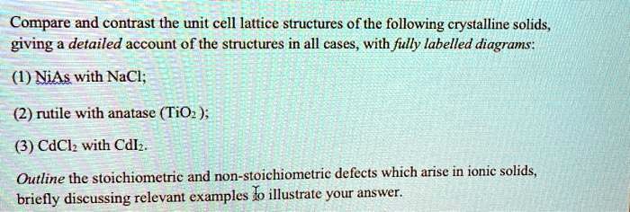SOLVED: Compare and contrast the unit cell lattice structures Of the ...