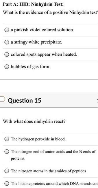 part a iiib ninhydrin test what is the evidence of positive ninhydrin ...