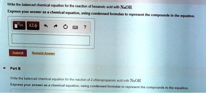 Solved Write The Balanced Chemical Equation For The Reaction Of