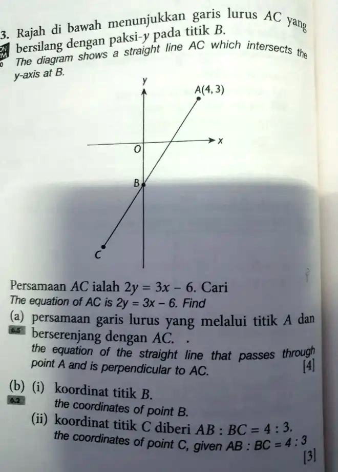 SOLVED: The diagram shows a straight line AC below point B. The ...