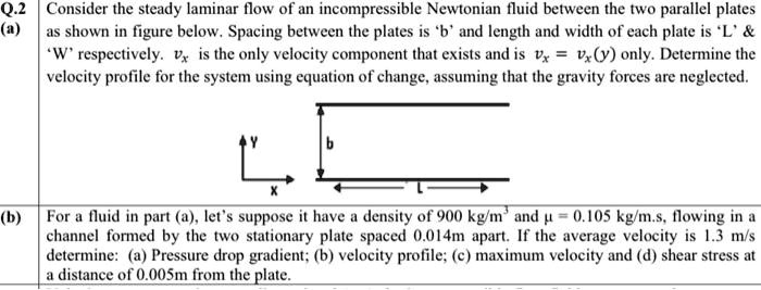 SOLVED: Consider the steady laminar flow of an incompressible Newtonian fluid between the two ...