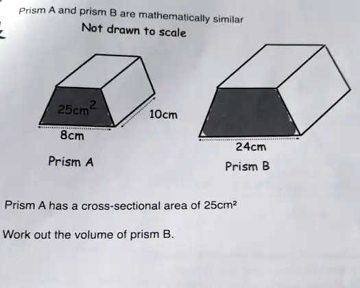 prism a and prism b are mathematically similar not drawn to scale 25cm2 ...