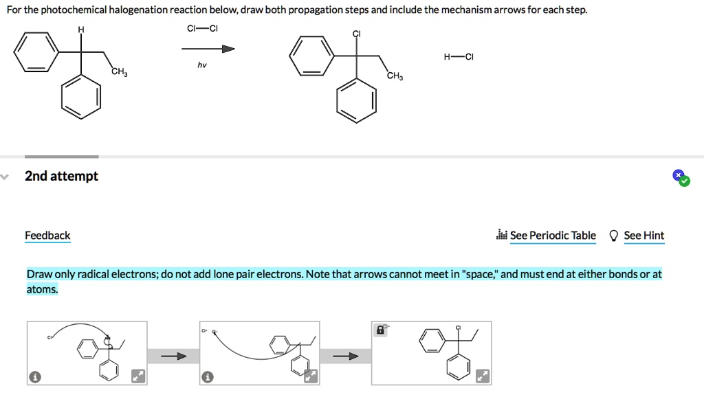 For the photochemical halogenation reaction below, draw both ...