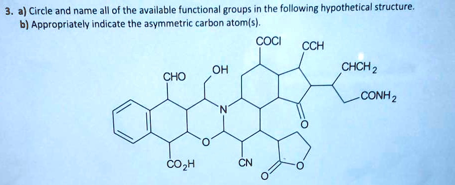 SOLVED:3. a) Circle and name all of the available functional groups in ...