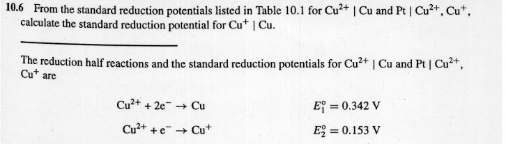 106 from the standard reduction potentials listed in table 101 for cu2 ...