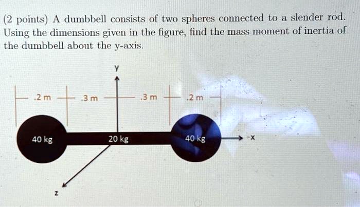 (2 points) A dumbbell consists of two spheres connected to a slender ...