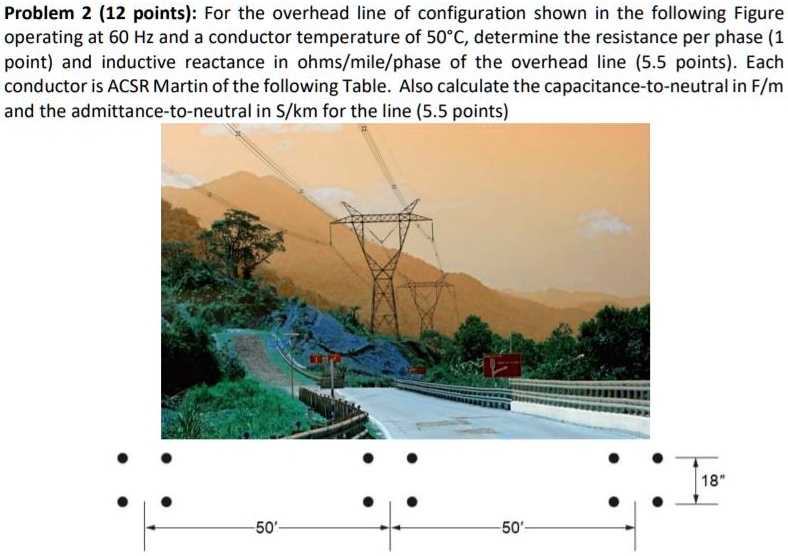 SOLVED: Problem 2 (12 points): For the overhead line configuration ...